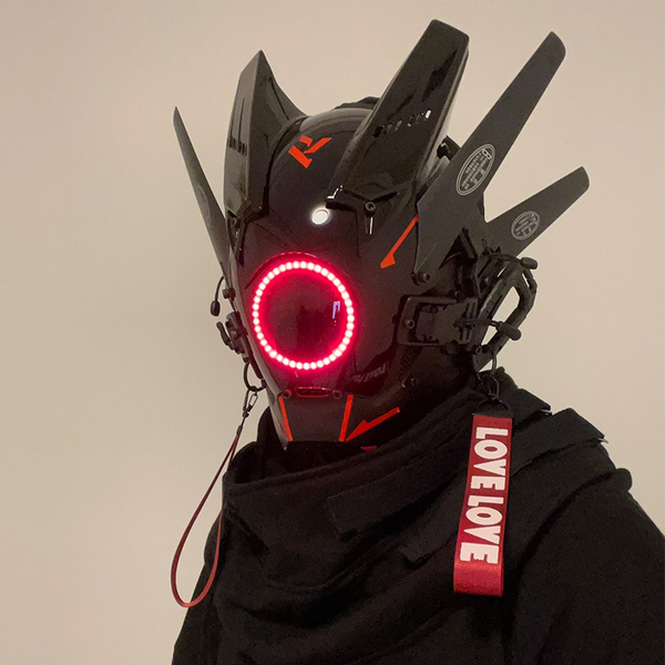New Round Lamp Punk Mask Mechanical Sci-fi Gear Masks Cosplay Halloween ...