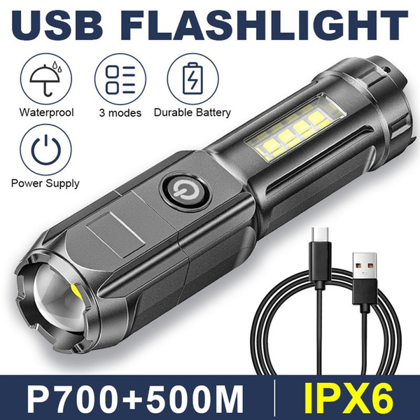 Upgraded Portable Flashlight Strong Side Light High-power Rechargeable ...