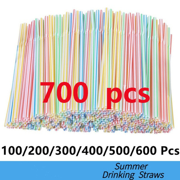 100/200/300/400/500/600/700Pcs Disposable Plastic Curved Drinking ...