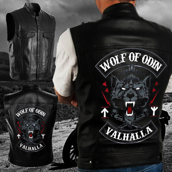 Wolf of Odin Valhalla Wolf Leather Jacket Valhalla Vest Viking Leather ...