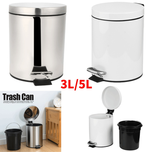 Stainless Steel Trash Can,Bathroom Kitchen Trash Cans,3L/5L Household ...