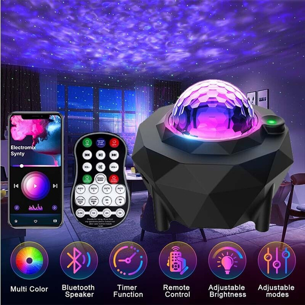 LED Galaxy Star Cloud Projector Night Light Ocean Wave Lamp Bluetooth ...