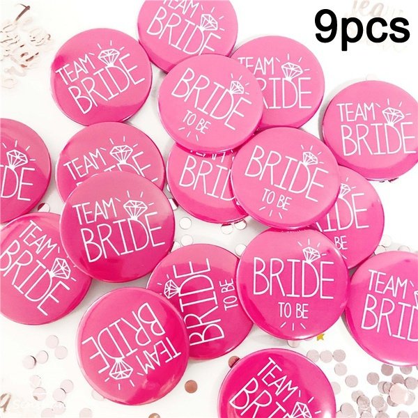 9Pcs/Set Bride To Be Badge Bachelorette Party Team Bride Badge ...