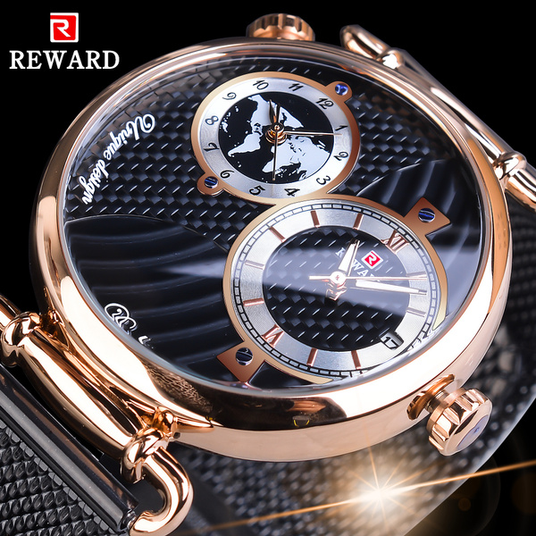 REWARD Men Watches Luxury Top Brand Dual Movement Mesh Band Watch for ...