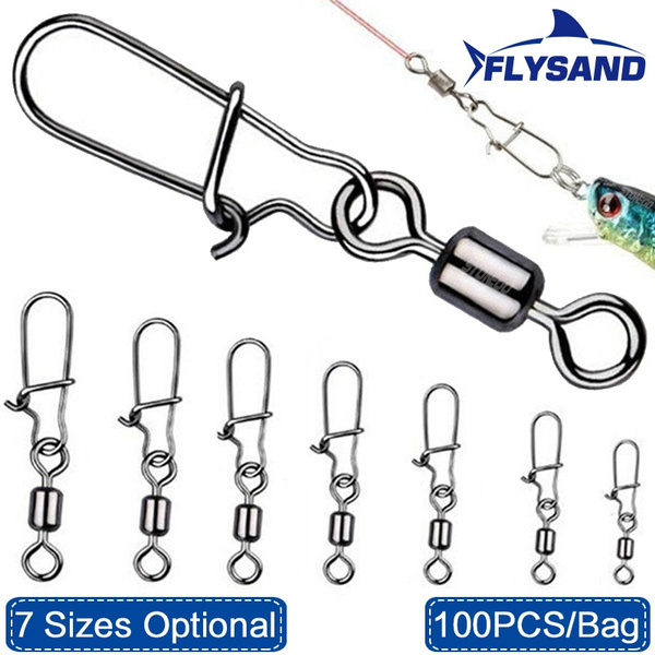 FLYSAND 100PCS/Bag Pike Fishing Connector Pin Bearing Rolling Swivel ...