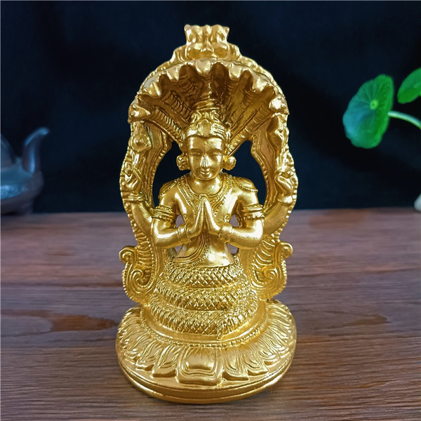 Gold Vishnu Statue Hindu Ganesha Shiva Buddha Figurine Sculpture Room ...