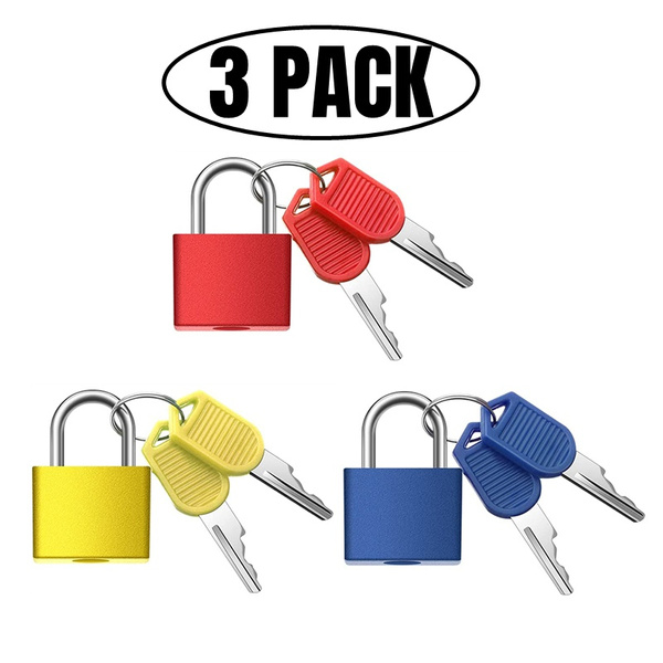 3 Pack Suitcase Locks with Keys, Small Luggage Padlocks Metal Padlocks ...