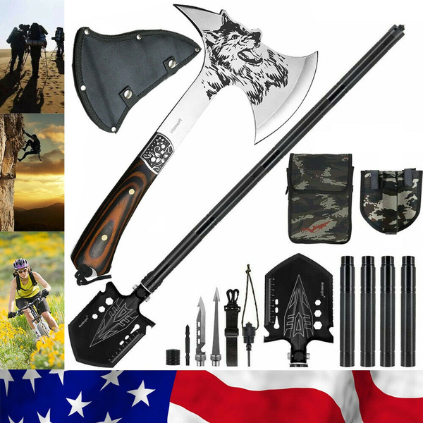 Survival Folding Shovel Axe Set Tactical Hatchet Spade Survival Kit ...