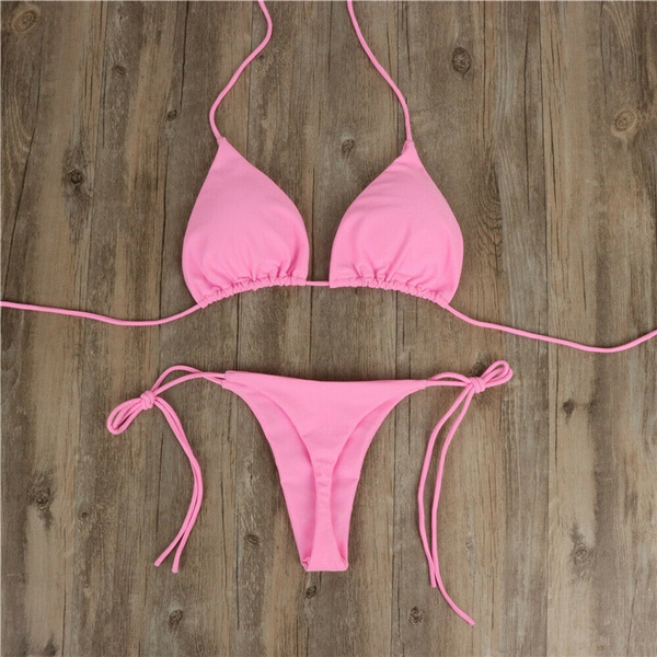 Women's Sexy Solid Mirco Bikini Sets Women Tie Side G-String Thong ... Women's Sexy Solid Mirco Bikini Sets Women Tie Side G-String Thong ...