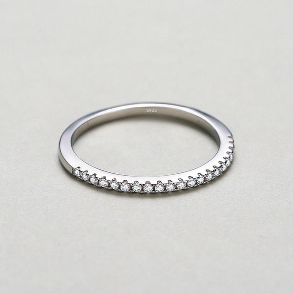 Bands Rings for Women 925 Sterling Silver AAA+ Cubic Zircon Slim Ring ...