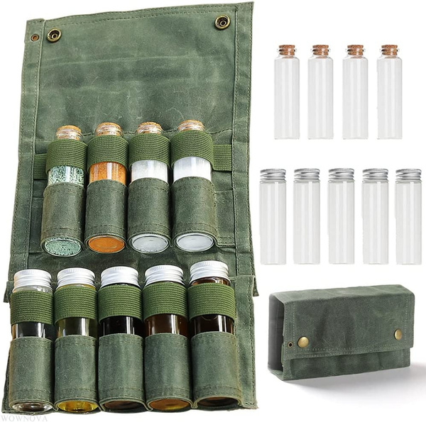Camping Cookware Travel Spice Kit, Oil Pouch Spice Jar with Storage Bag ...