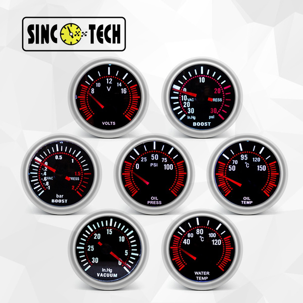 Sinco Tech 619 series 2" Car Motor gauge Boost psi bar Water/Oil Temp Oil Press Vacuum gauge ...