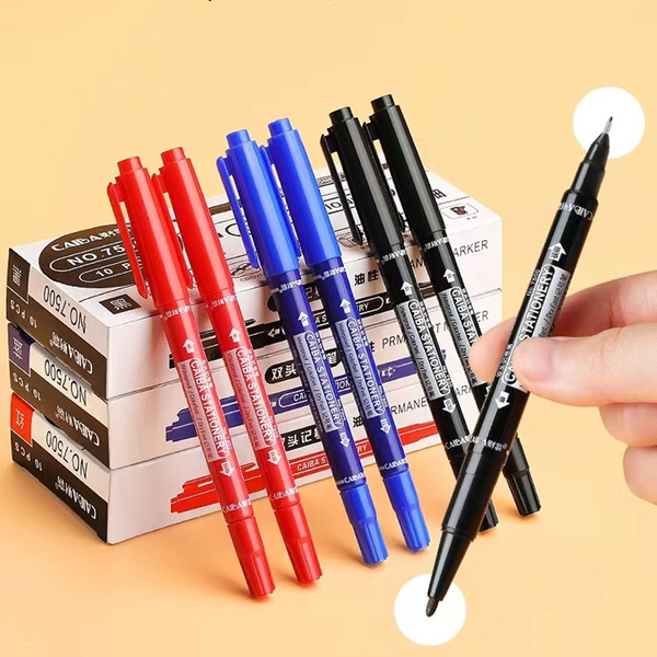 3/6pcs Colored Dual Tip 0.5/1 Mm Fast Dry Permanent Sign Marker Pens ...