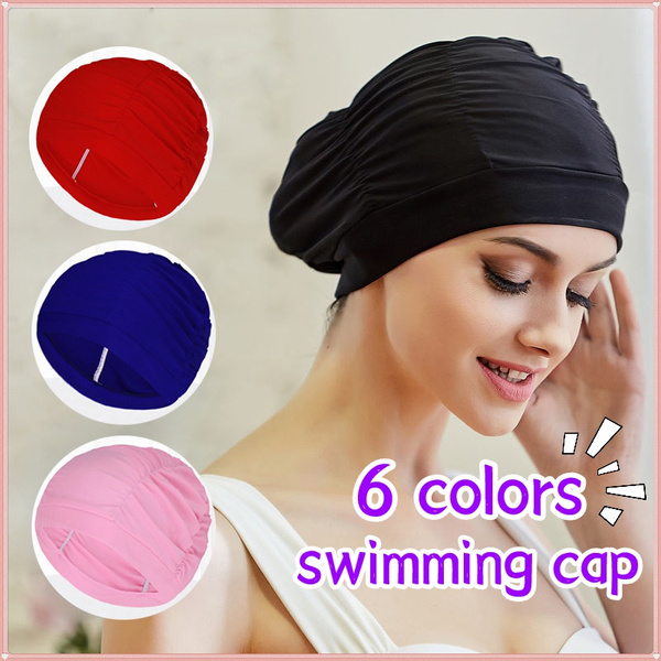 Women's Swimming Cap Girls Swimming Cap Long Short Hair Ear Protection ...