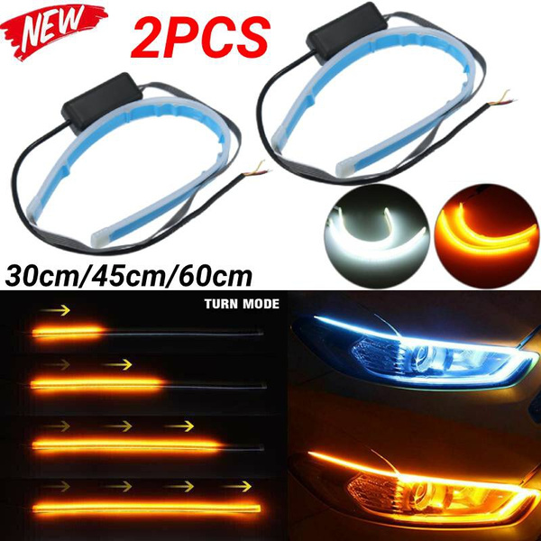 2PCS 30/45/60mm Ultra Thin Car DRL LED Daytime Running Light Flexible ...