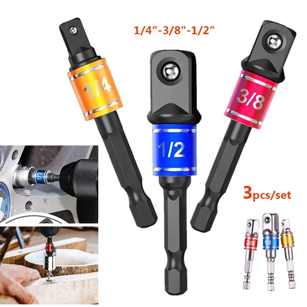 3 pcs/set Hex Shank Cocket Adapter Drill Socket Adapter for Impact ...
