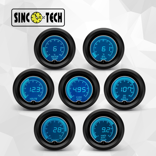 Sinco Tech 2" LCD 625-7color series Car Gauge Boost R.P.M Water/Oil ...