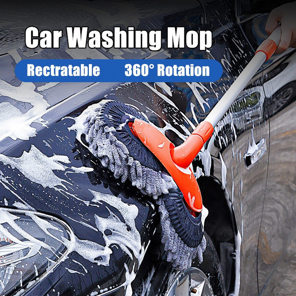 Car Washing Mop Double Brush Head Rectratable 360° Rotating Mops Long ...