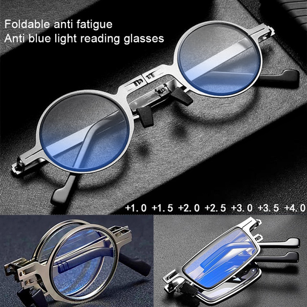 Portable Folding Reading Glasses Men Women Anti Fatigue Blue Light ...