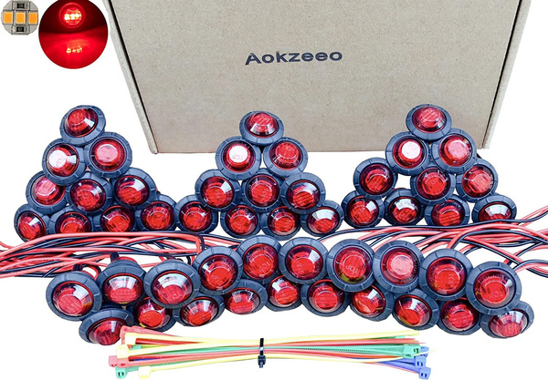 50 pcs 3/4 Inch led marker light Red 3 LED Trailer lights Side Marker ...