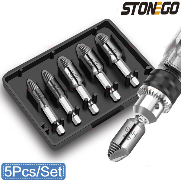 STONEGO 5Pcs/Set Screw Extractor Set Drill Bits Guide Broken Damaged ...