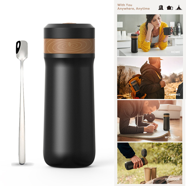 Portable French Press Coffee Maker Stainless Steel Vacuum Insulated ...
