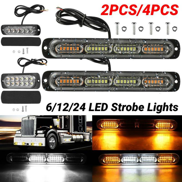 2pcs/4pcs Universal 6 LED/12 LED/24 LED Strobe Lights for Trucks ...