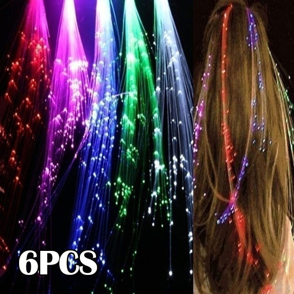 1/6PCS LED Fiber Optic Lights Up Multicolor Hair Barrettes Led Hair ...