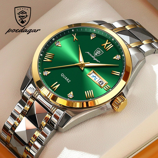 POEDAGAR Men's Fashion Quartz Watch Ultra Thin Business Diamond Dial ...