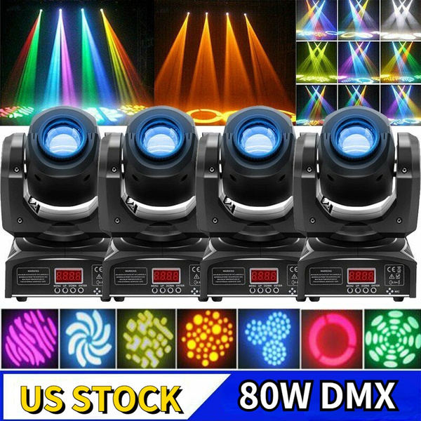 80W RGBW Stage Lighting LED Spot Moving Head DMX Disco DJ Party GOBO ...