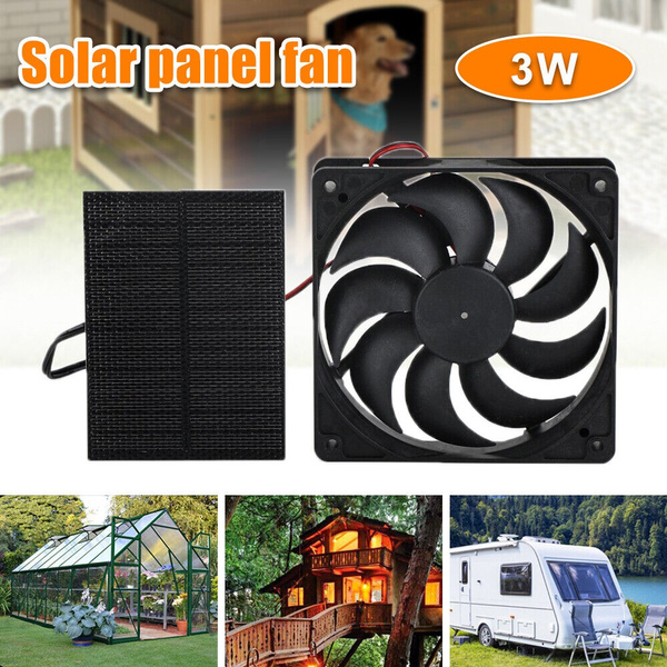 3W Solar Panel Fan High High Conversion Portable Exhaust Fan For RV Pet ...