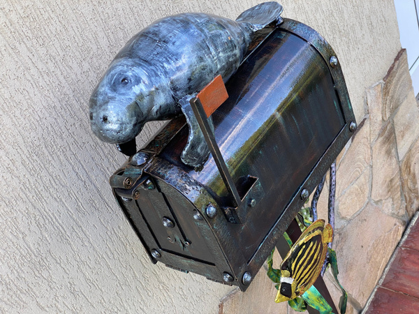 Mailbox, mail box, nautical decor, coastal decor, steel gift, manatee ...