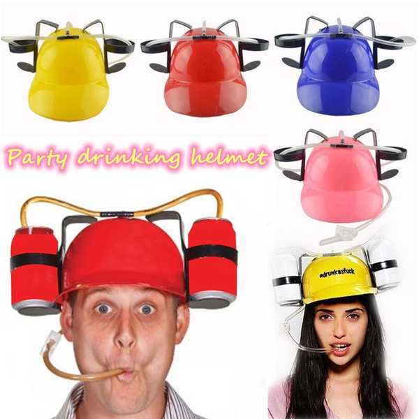 Miners Drinking Hat Lazy Lounge Beer Soda Helmet With Straw Creative ...