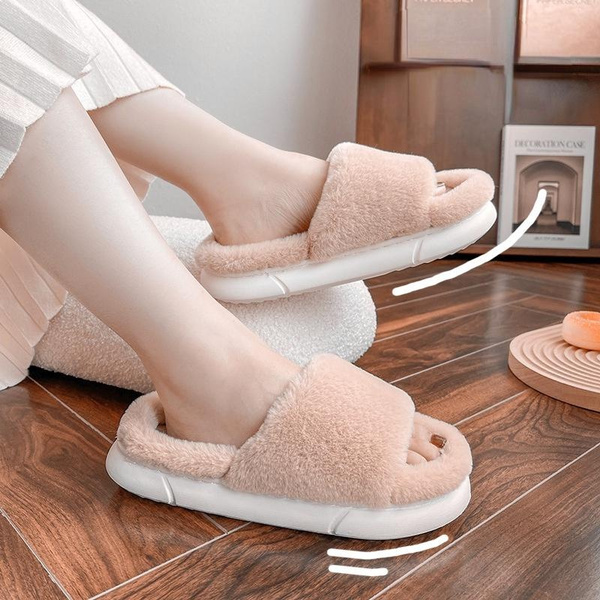 Women's and Men Memory Foam Slippers Felt Slippers Anti-Skid Faux Fur ...