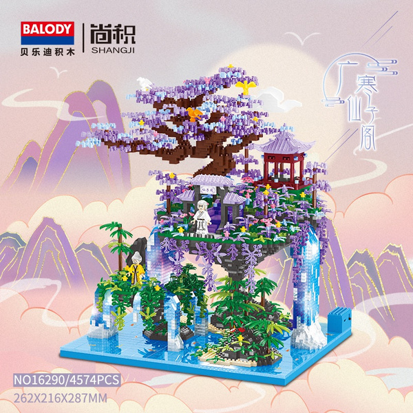 Architecture Fairy Palace House Waterfall River Light DIY Mini Diamond ...