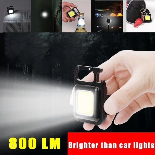 Small LED Flashlight COB Rechargeable Keychain Mini Flashlight 4 Light ...