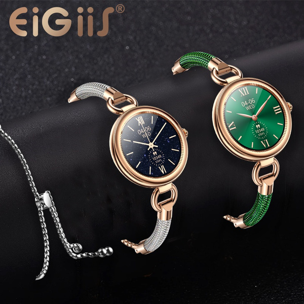 EIGIIS 2022 Women Smart Watch Diamond Bracelet Custom Dials Full Touch ...