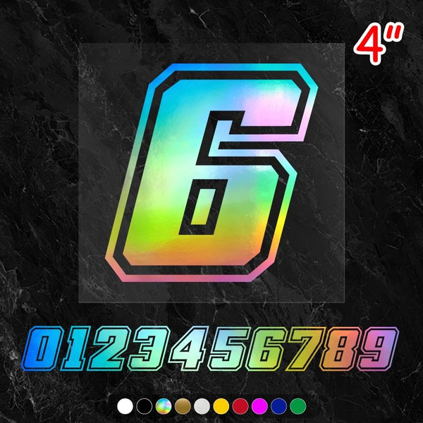 4 Inch Car Stickers Racing Number Reflective Vinyl Decal 0-9 Number for ...