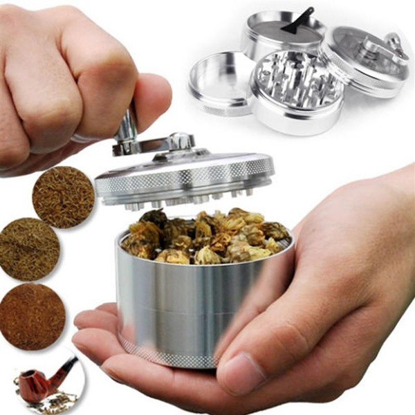 Hand Crank Tobacco Mill Grinder Metal Crusher 4Parts Pipe Smoking ...