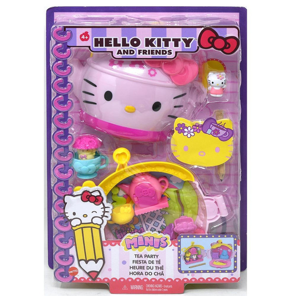 Mattel Hello Kitty Tea Party Compact Playset with Miniature Sanrio ...