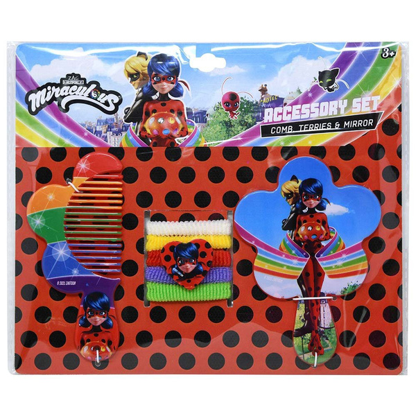 UPD Miraculous Ladybug Hair Accessories Set - Comb, Mirror, Hair Ponies ...