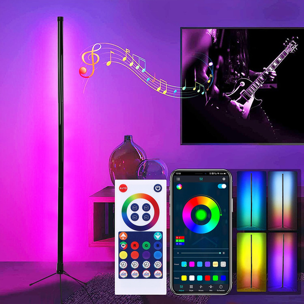 Modern RGB Corner Floor Lamp LED Color Changing Tripod Lamp with ...