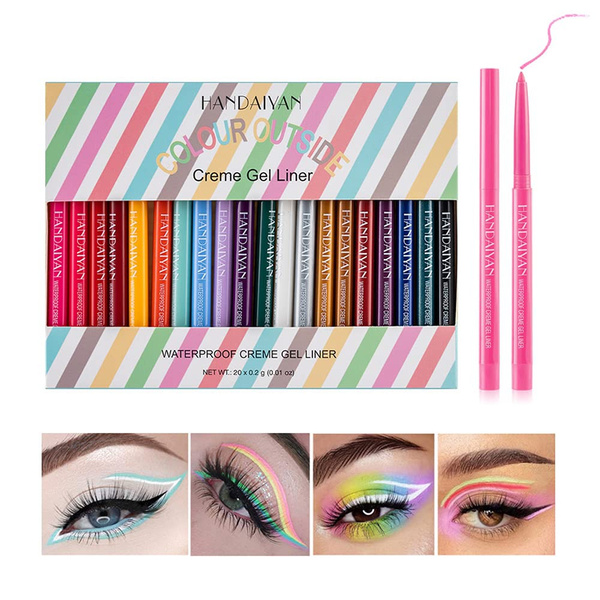 Eye Liner Pencil Set 20 Colors Waterproof Matte Eyeliners Natural Long ...