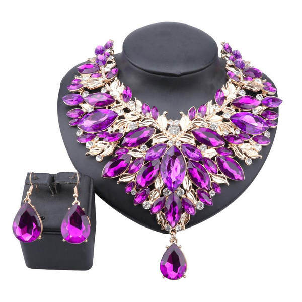 Fashion Women Bridal Choker Statement Crystal Teardrop Necklaces ...
