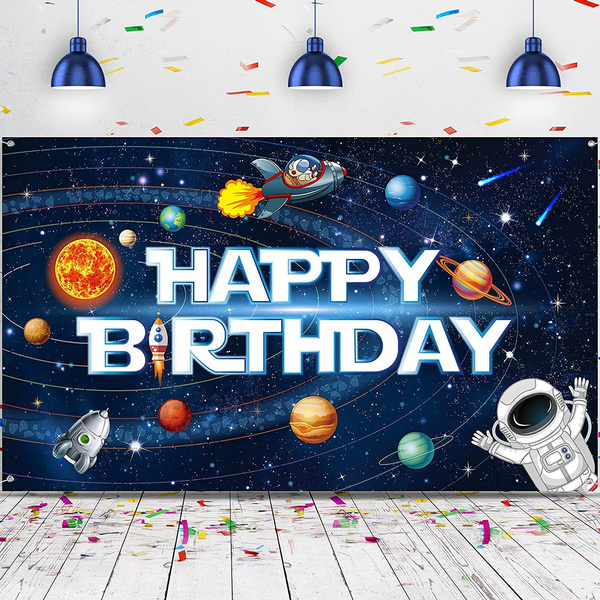 Solar System Decorations Large Happy Birthday Outer Space Poster Banner ...