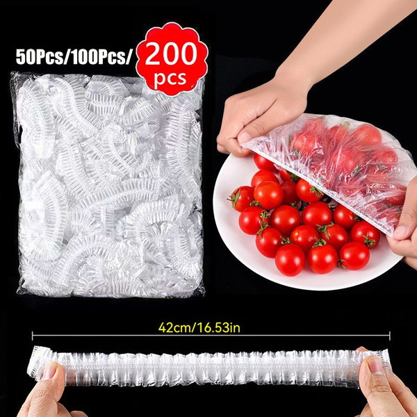 200/100/50pcs Disposable Food Cover Plastic Wrap Elastic Food Lids For ...