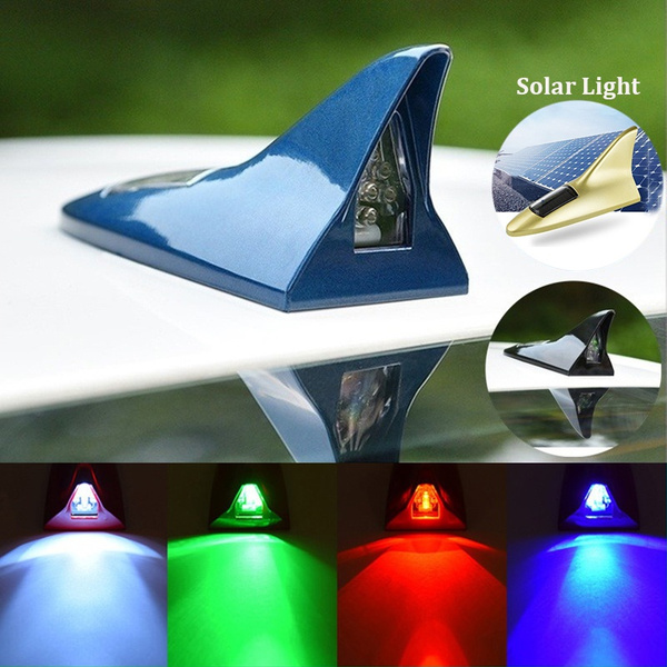 Car Decoration Light Pilot Light Solar Shark Fin Antenna Roof Tail ...
