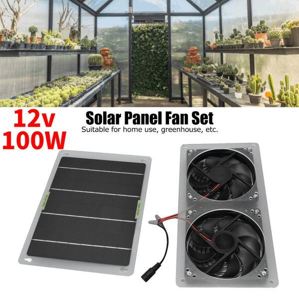 Solar Panel Powered Fan, Solar Panel Fan Kit 100W 12V Waterproof ...