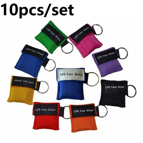 10Pcs/Lot Disposable First Aid Cpr Mask with Keychain Cpr Resuscitator ...