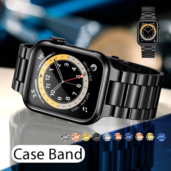 TPU Case + Stainless Steel Strap band for Apple watch 45mm 41mm 44mm ...